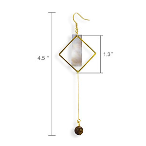 Mismatch Asymmetry Abstract Drop Dangle Abalone Shell Earrings for Woman