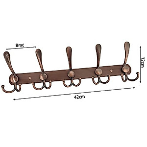 FairyCity Coat Rack Wall Mounted, Metal Heavy Duty Coat Hooks Rail,5 Tri Hooks Wall Coat Hanger Rack for Bedroom,Bathroom Dorm Hanging Towel Clothes Hat Jacket etc (Bronze-2 Pack)