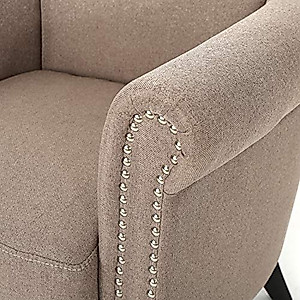Christopher Knight Home Brice Vintage Scroll Arm Studded Fabric Club Chair, Light Coffee / Dark Brown