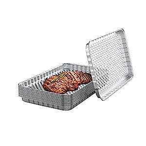 Grilling Corner 10-Pack Disposable Grill Pans for Outdoor Grill/BBQ Broiler Pans/Grilling Trays/Grill Drip Pan/Tray Liner,Prevents Food from Falling into The Grill or Sticking to The Grate