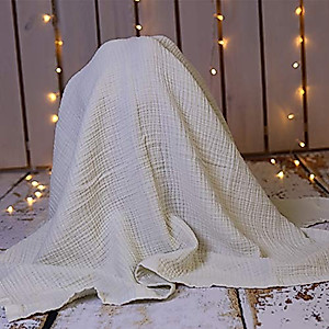 Muslin Blankets, Baby Toddler Quilt, 4 Layers, 100% Cotton Stroller Blanket, Hypoallergenic, Super-Soft, Breathable and Lightweight Swaddle, Nursery & Crib Blanket, Large (47 X 35 inch) (Vanilla Ice)