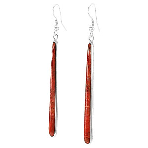 Coral Earrings in Sterling Silver Long Dangles (2.5" Long)