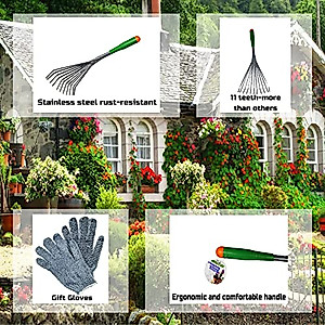 Hand Rake Garden Tool - Small Flower Bed Rake I Garden Hand Rake Perfect Size I Hand Rakes for Picking up Leaves I Comfortable Rake with Hands Gloves I Strong Hand Rakes I The Rake Hands for Gardening