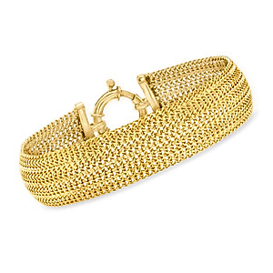 Ross-Simons 18kt Gold Over Sterling Mesh Bracelet. 8 inches