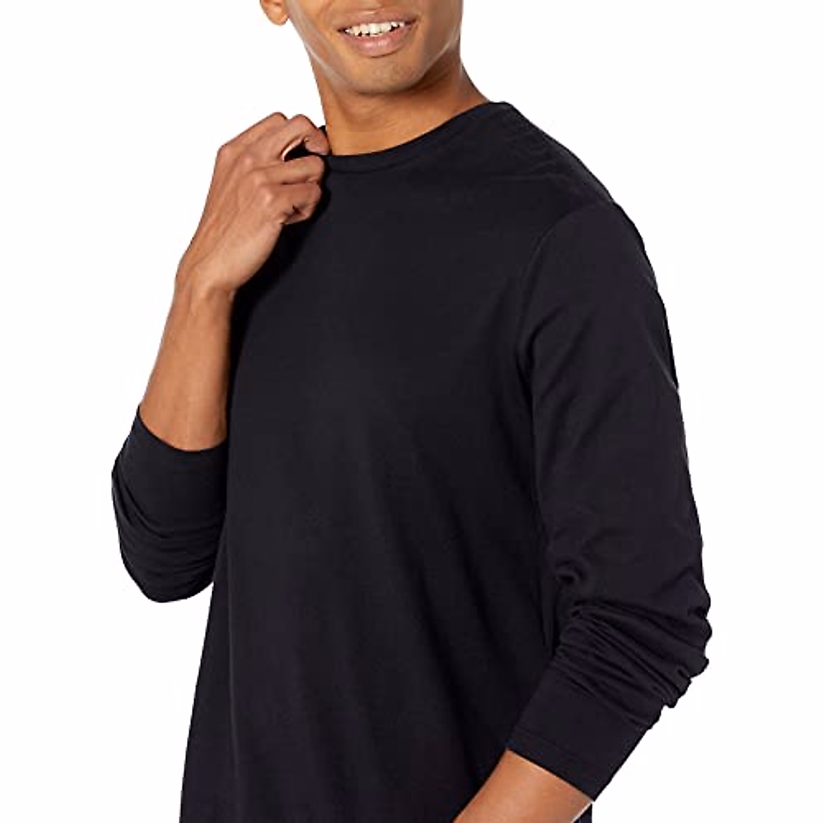 Amazon Essentials Men's Slim-Fit Long-Sleeve T-Shirt, Black, Large
