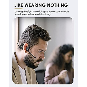 Bone Conduction Headphones with Mic Open Ear Headphones Wireless Bluetooth Ear Bone Head Phones Earphones with Microphone Waterproof Headset for Office, Work, Running, Driving, Sports, Truck Drivers
