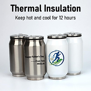 Custom 17oz Insulated Can Personalized Photo Picture Text or Logo Stainless Steel Double-walled Tumblers Great Gifts on Birthdays Father's Day Halloween Thanksgiving Christmas (Silver, Custom 17)