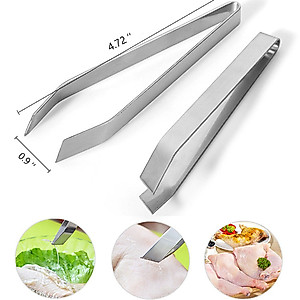 Daycount® Pack of 2 Fish Bone Tweezers, Chicken Feather Tweezer Stainless Fishbone Picker, Clean Tongs Salmon Bone Removal Durable Dishwasher Safe 4.7''