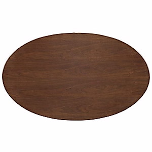 Modway Lippa 60" Mid-Century Modern Dining Table with Oval Top in Walnut