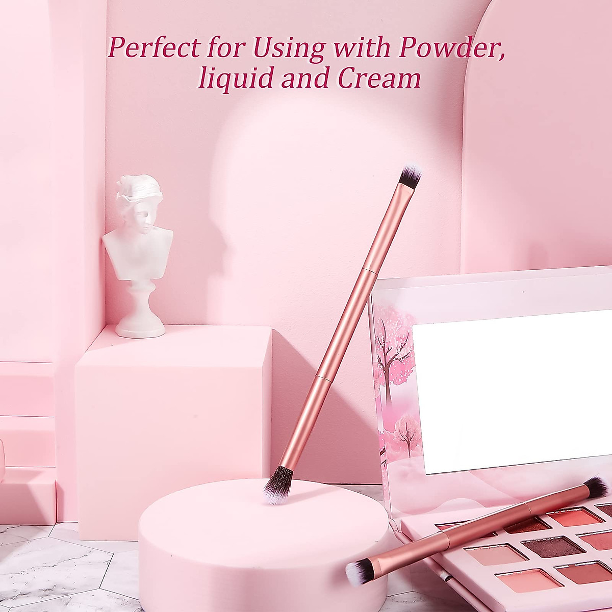 6 Pcs Eyeshadow Smudge Brush 2-in-1 Eyeshadow Brush 2 Double Ended Make Up Brush Concealer Brush Under Eye Small Soft Firm Pointed Foundation Makeup Applicator for Blending Eye Shadow Liner