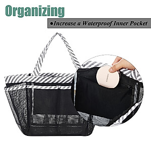 WEHUSE Mesh Shower Caddy Tote with Waterproof Inner Bag, Extra Large Black Portable Shower Caddy for College Dorm Bathroom Camp, 8 Basket Pocket