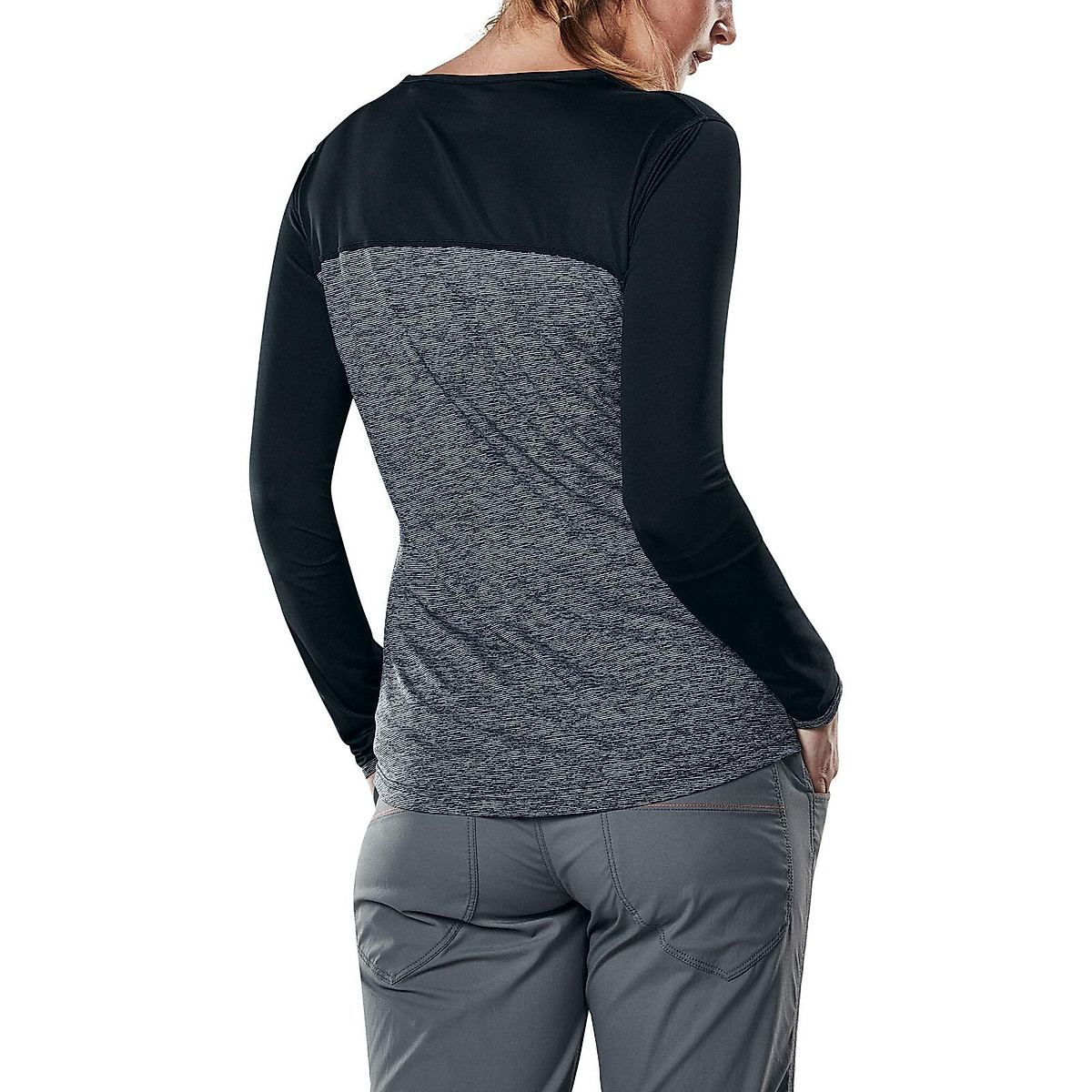 Berghaus Ladies Voyager Long Sleeve Crew Top Carbon Marl/Jet Black 12
