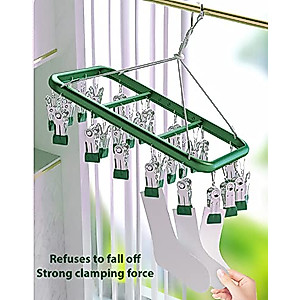 USNUANNU Sock Drying Rack with 26 Clips, Stainless Steel Sock Drying Rack for Indoor and Outdoor Socks, Bras, Underwear, Towels, Baby Clothes, Scarves, Diapers.Portable Laundry Drying Rack