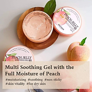SKINFOOD Peach Jelly Soothing Gel - 90% Peach & Aloe Vera Face & Body Moisturizer, 10.14oz (300ml)