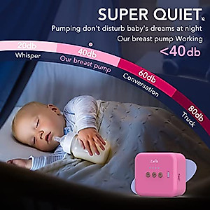 Lulia Double Electric Breast Pump, Breastfeeding Pump with 3 Modes, Portable Rechargeable Breast Pumps for Travel, Home, Driving & Office (Pink)…