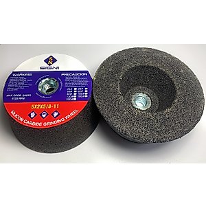 Flaring Cup Grinding Stone with Arbor Thread for Grinding Granite 5X2X5/8-11 (1 Pack) (Black SiC, 36 grit)