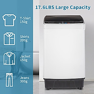 17.8Lbs Portable Washing Machine, 2.3CU.FT. Automatic Portable Washer with Drain Pump, Small Washer and Dryer Combo with 8 Water Levels/10 Programs for Apartments, College Dorms, RVS, White