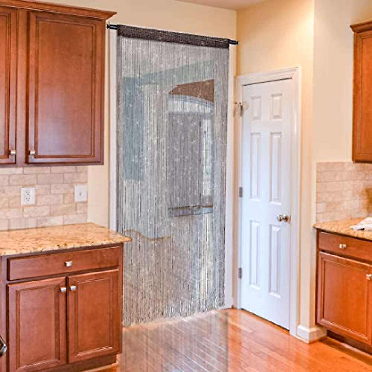 2 Pcs Door String Curtain Doorway Beads Curtains,Hanging Room Divider Beaded Decor Hippie Glitter Fringe Panel Closet Window Wall Backdrop Doors Sequin Sheer Boho Doors Tassel (2, Coffee, 39×79in)