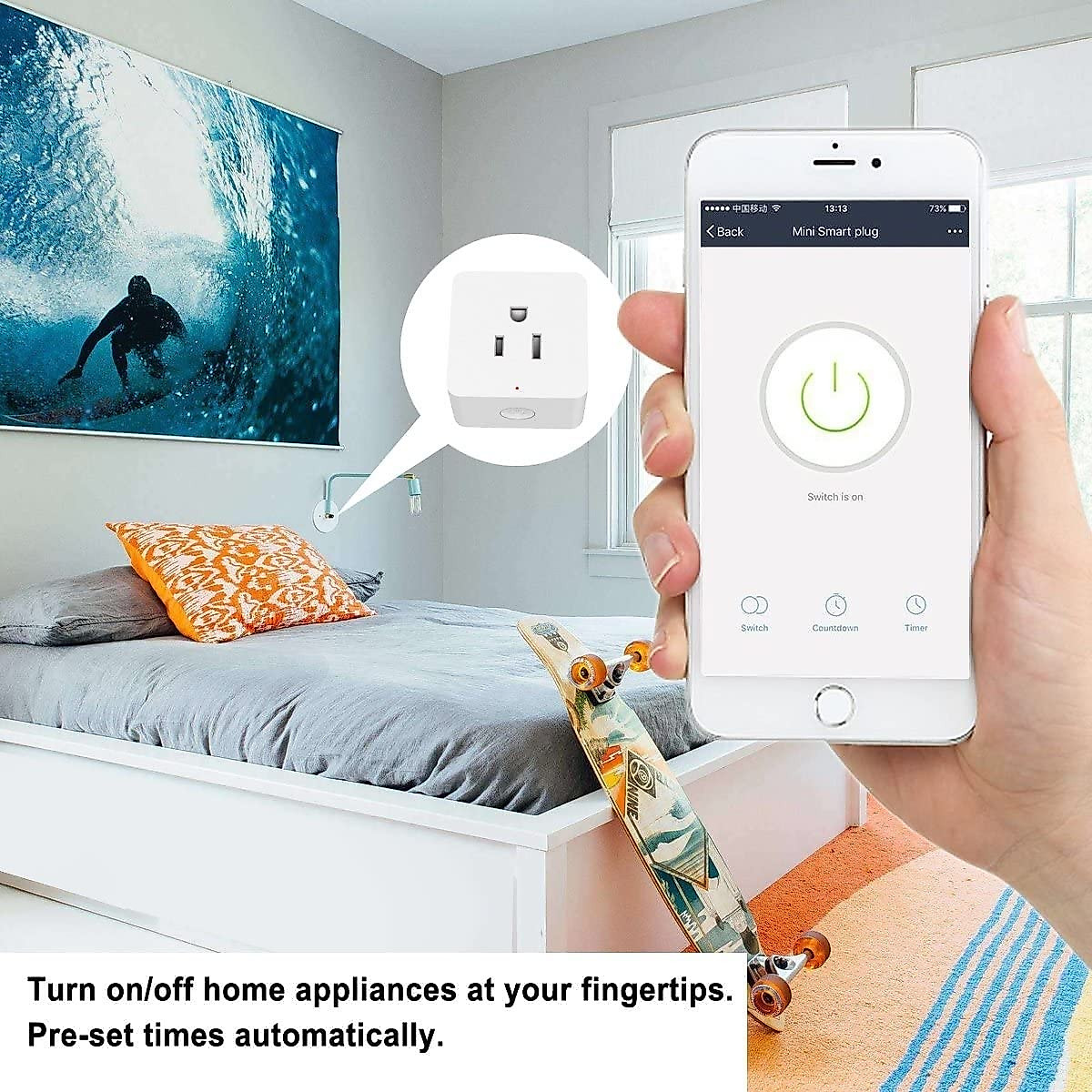 Seamless Home Automation Smart Plug – 3-Prong Grounded Outlet, Remote Control for Electrical Devices, Compatible with Alexa and Google Home, Effortless Convenience, Pack of 4