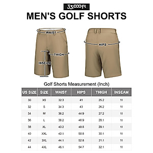 33,000ft Men's Golf Shorts Dry Fit, Lightweight Quick Dry Golf Stretch Shorts with Pockets 11" Inseam for Travel Casual