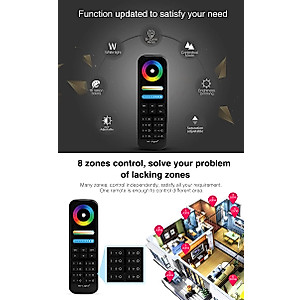 LGIDTECH FUT089-B Miboxer 8-Zone LED Remote Controller Black Color,Work with RGB+CCT LED Light Bulb,Downlight,Strip Controller.Not Work with FUT035 FUT036 FUT037 FUT038 FUT039