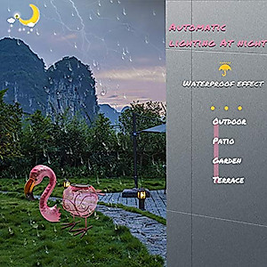 Solar Lights Outdoor Decorative Waterproof LED Lights Flamingo Frog Decorations for Outdoors Patio Garden Yard (Flamingo)