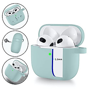 BOSPA AirPods 3 Case, Liquid Silicone Skin Cover Compatible with Apple AirPod 3rd Generation 2021 with Keychain for Women Men [Front LED Visible] (Misty Morn)