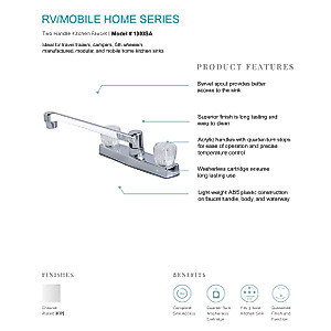 Laguna Brass 1300SACP RV/Motorhome Two Handle Non-Metallic Swivel Kitchen Faucet, Chrome Finish