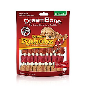 DreamBone Dream Kabobz, Rawhide Free Dog Chew Sticks Made Made with Real Chicken and Vegetables, 18 Count