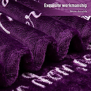 Jekeno I Love You Mom Gift Blanket, Double Sided Printed Throw Birthday Gifts for Women Unique Mom Gifts from Daughter or Son for Birthday, Mothers Day, Christmas, Warm Soft 50"x60" (Purple)