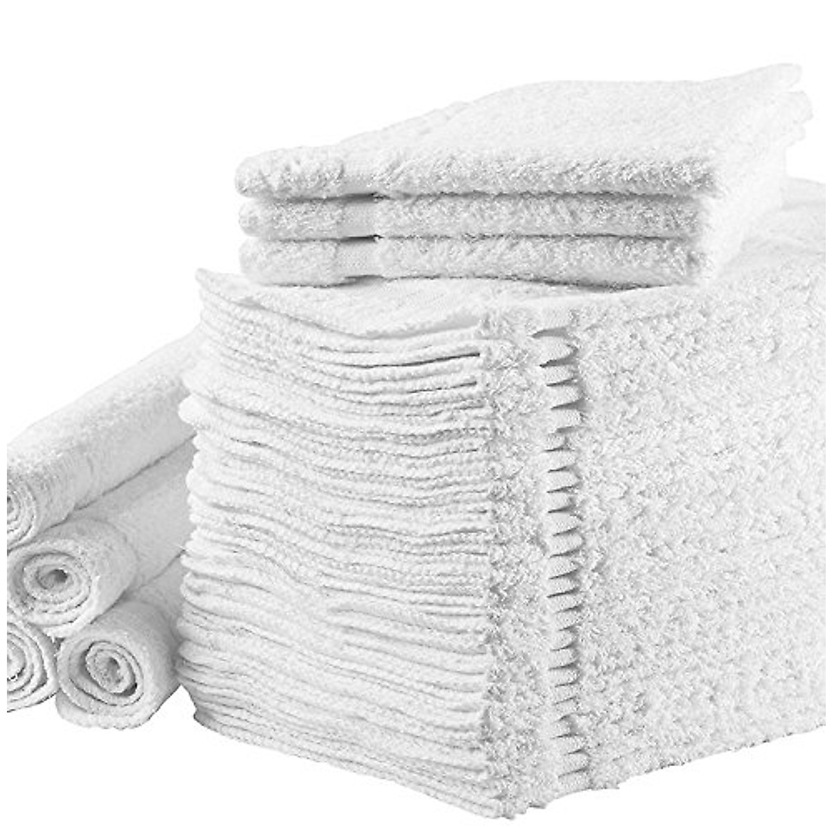 Omni Linens Washcloths Towel Set (White, Set of 24), Kitchen & Dish Cotton Cloth, Bath and Face Cleansing, Baby Washcloth, Multi-Purpose Soft Cleaning Rags - Hand, Gym, Spa, Sports 12”X12” Towels