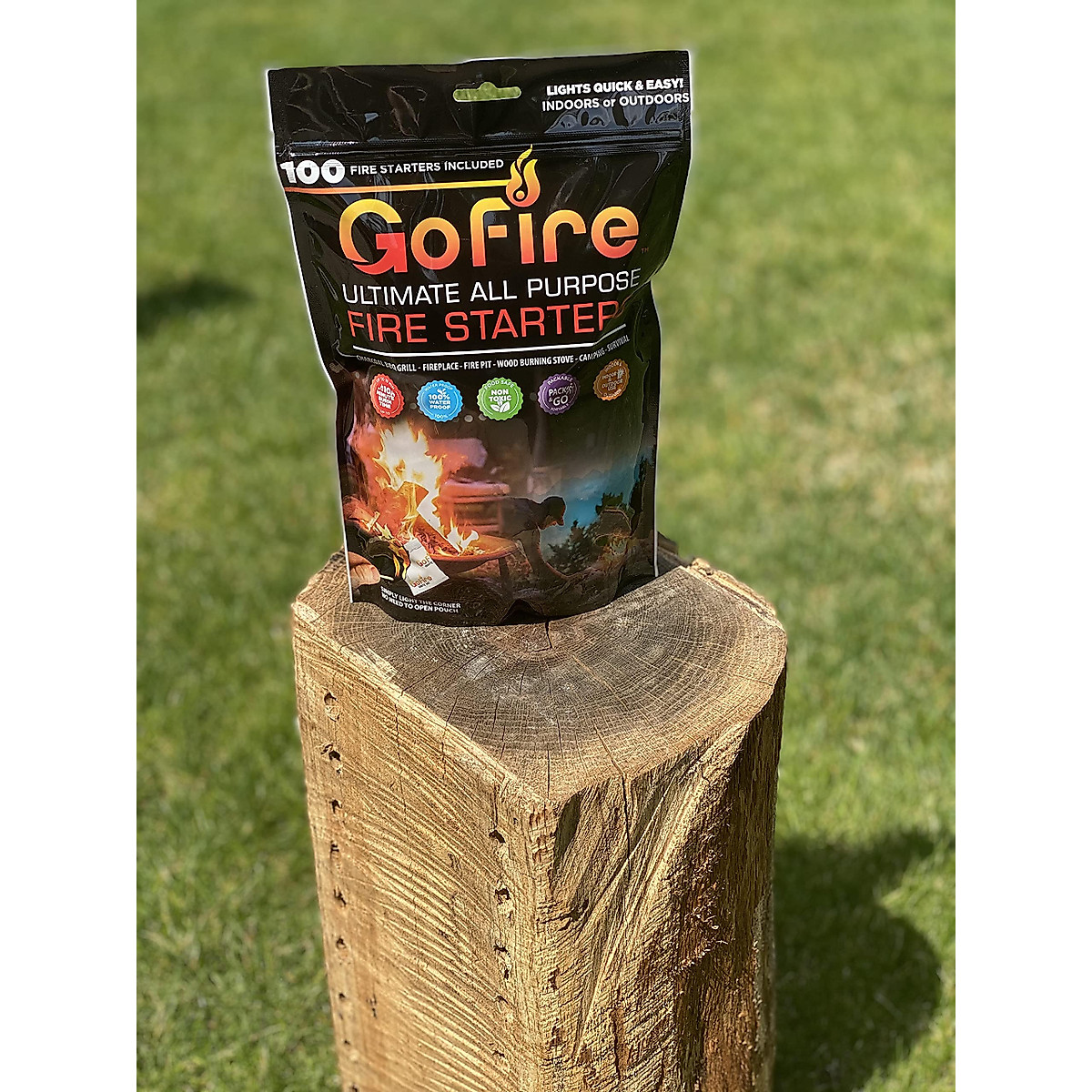 GOFIRE: Ultimate All Purpose Fire Starter- Non-Toxic, Earth-Friendly, Portable, Weather-Proof Fire Starter for Camping, Hiking, Backpacking, Fireplaces, Wood Stoves and More! 100 Fire Starters