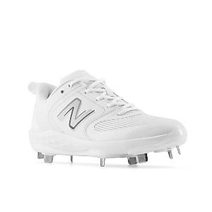 New Balance Women's Fresh Foam Velo V3 Softball Shoe, White/Rain Cloud, 10.5