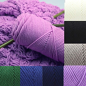 Knitting Coarse Wool,100g Multicolor Cotton Knitting Yarn, Hand-Knitted Woolen Yarn, Winter Knitting, Warm Gift for Mother, Grandmother and Woman- Blue