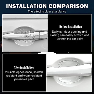 Hawyet 4 PCS Car Door Bowl Stickers, 3.1In x 3.5In Car Door Side Sticker Paint Protection for Door Bowl, Universal Non-Marking Anti-Scratches Protective Stickers (White)