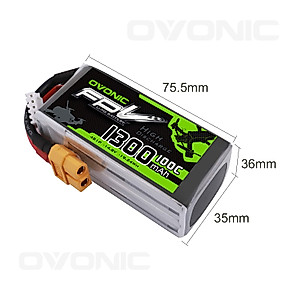 OVONIC 4S Lipo Battery 1300mAh 100C 14.8V Lipo with XT60 Plug for FPV Racing RC Quadcopter Helicopter Airplane Multi-Motor Hobby DIY Parts