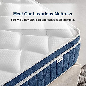 Jingxun King Mattress 14 inch Innerspring Mattress Strong Support Pocket Spring Hybrid Mattress Pressure Relief Bed in a Box Medium Firm Bed Mattress，76"*80"*14"