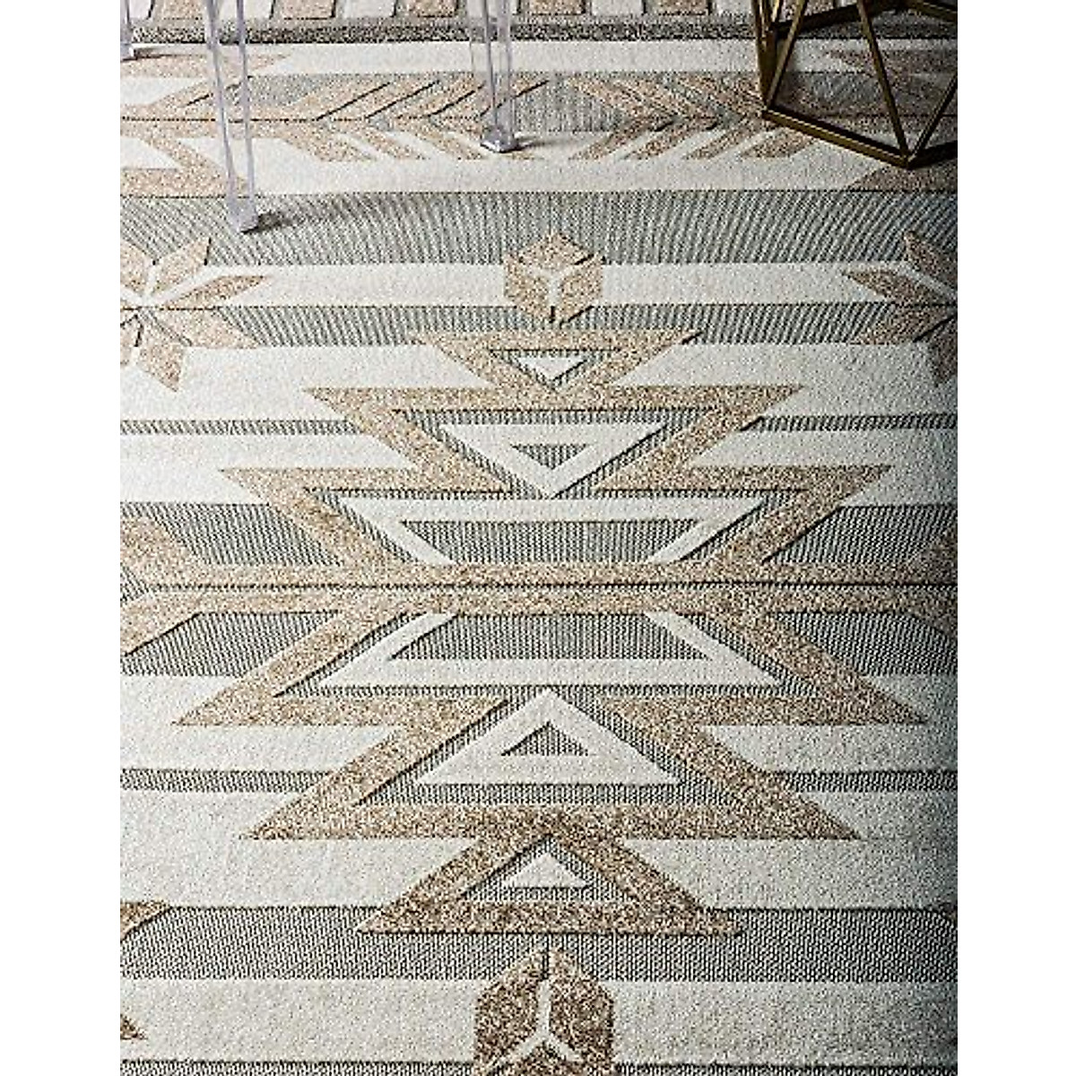 Unique Loom Outdoor Modern Collection Area Rug - Albuquerque (5' x 8' Rectangle, Beige/ Brown)