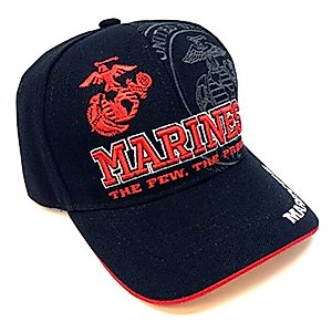 United States Marine Corps Black & Red 3D Text Logo Adjustable Hat
