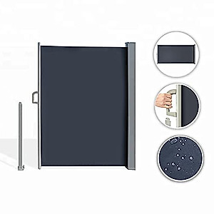 Retractable Side Awning,Waterproof & UV-Resistant,Folding Privacy Screen Room Divider Roll Up Balcony (Gray, 138″x 63″)