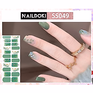 NAILDOKI Nail Stickers 6 Sheets x 22 Pieces Full Wraps Nail Polish Strips, Self-Adhesive Gel Nail Art Decals for Women Girls