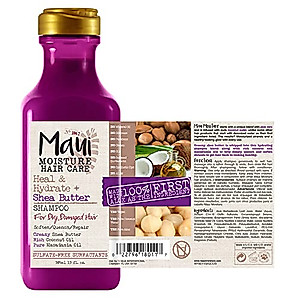 Maui Moisture Heal & Hydrate + Shea Butter Shampoo + Conditioner to Repair & Deeply Moisturize Tight Curly Hair with Coconut & Macademia Oils, Vegan, Silicone, Paraben & Sulfate-Free, 13 Fl Oz