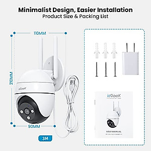 ieGeek Security Camera Outdoor with Spotlight 1080P HD Full Color Night Vision Video Surveillance Camera, Wireless WiFi Smart Home Cameras 360°PTZ with Motion Detection, Alerts, 2 Way Audio, IP65…