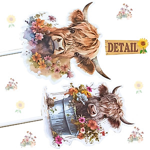 36Pcs Highland Cow Cupcake Toppers Highland Cow Birthday Decorations Highland Cow Party Supplies Highland Cow Cattle Cake Decorations for Farm Animal Birthday Party Baby Shower Supplies