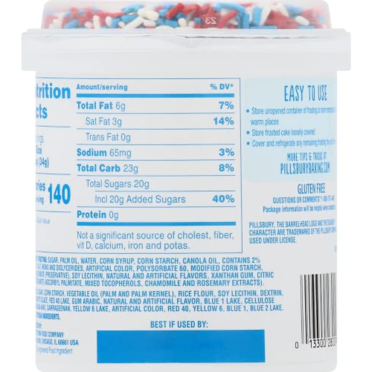 Pillsbury Funfetti 4th of July Bundle, 1 of each: Stars & Stripes Cake Mix and Vanilla Frosting with Candy Bits with By The Cup Frosting Spreader
