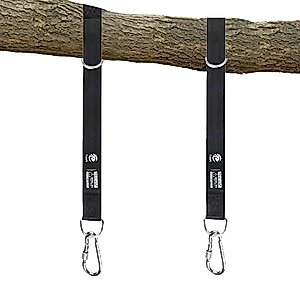 Tree Swing Hanging Strap - 5ft Swing Straps Outdoor Suspension Accessories Kit, Holds 2200lbs with Stainless Carabiners, Easy Installation, Perfect for Baby/Garden/Toddler Swing (Black)