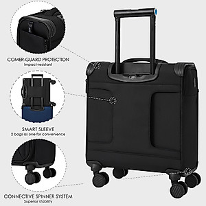 Verage Toledo Underseat Carry On Luggage 15-Inch Softside Small Suitcase with Spinner Wheels & USB Port (Black, Carry-On 15-Inch)