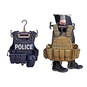 Tactical Hanger by HICE | Bundle of 2 | Original Heavy Duty Hanger | 200 lb Load Capacity | for Body Armor, Police Gear, Military Gear, Survival Gear and Equipment (Black and Tan)