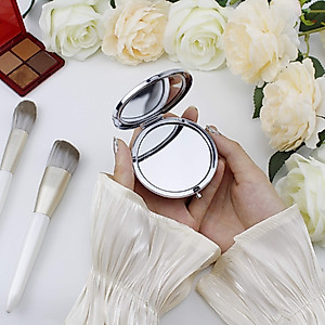 Compact Crystal Pocket Makeup Mirrors,Letter ABCD Mirrors Set Include 1 Letter Mirror 1 Letter Love Knot Bracelets for Bachelorette Party Bridesmaid Proposal Gifts ,Wedding Party Gifts. (Champagne C)