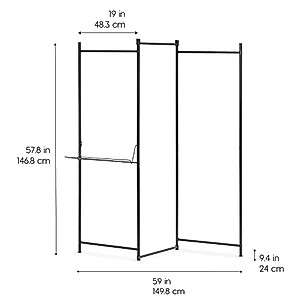 IRIS USA 3 Panels Collapsible Clothes Rack with Shelf, Customizable Garment Rack, Foldable Clothes Drying Rack, Locked and Leveled, Perfect for any Space, Modern and Fashionable, Black